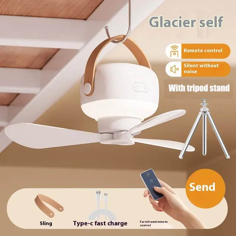 Portable-Ceiling-Fans-Rechargeable-LED-Electric-Fan-Night-Lamp-Home ...