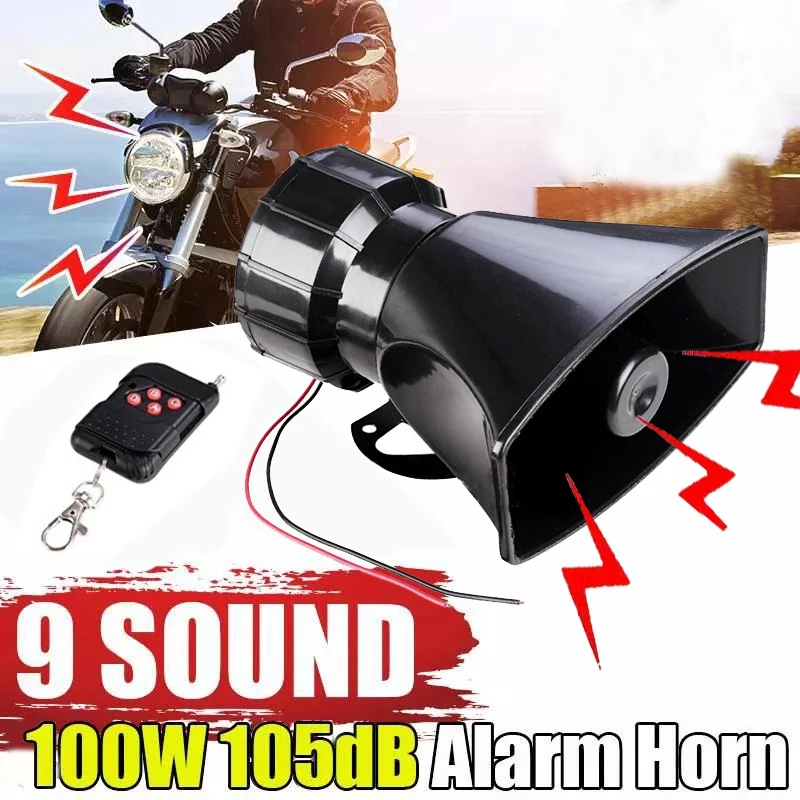 12V-100W-Universal-Wireless-Loud-Trumpet-Alarm-Horn-Speaker-Warning ...