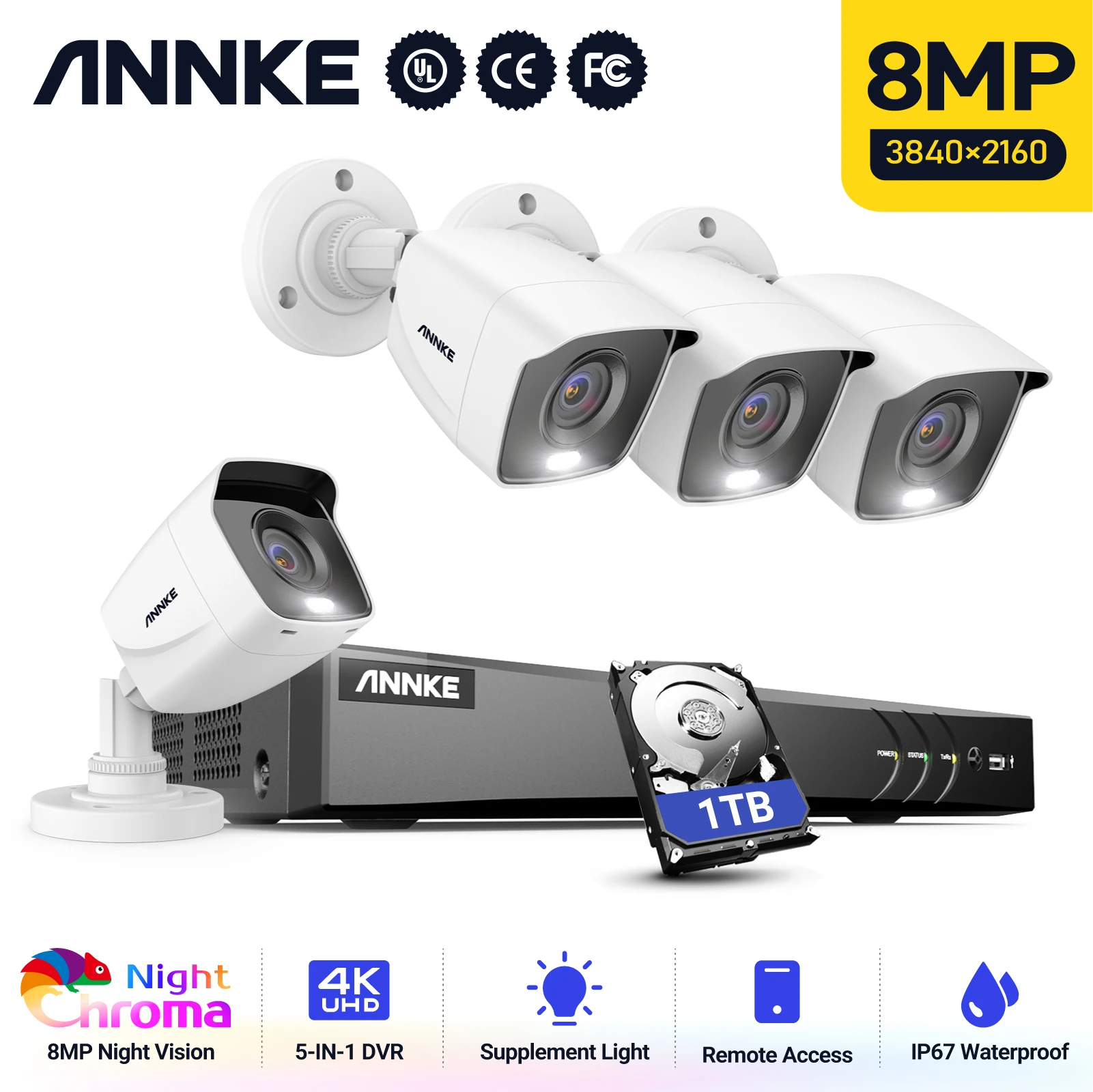 Annke 8MP Ultra Fhd Video Surveillance Systeem 8CH Dvr Recorder Outdoor ...
