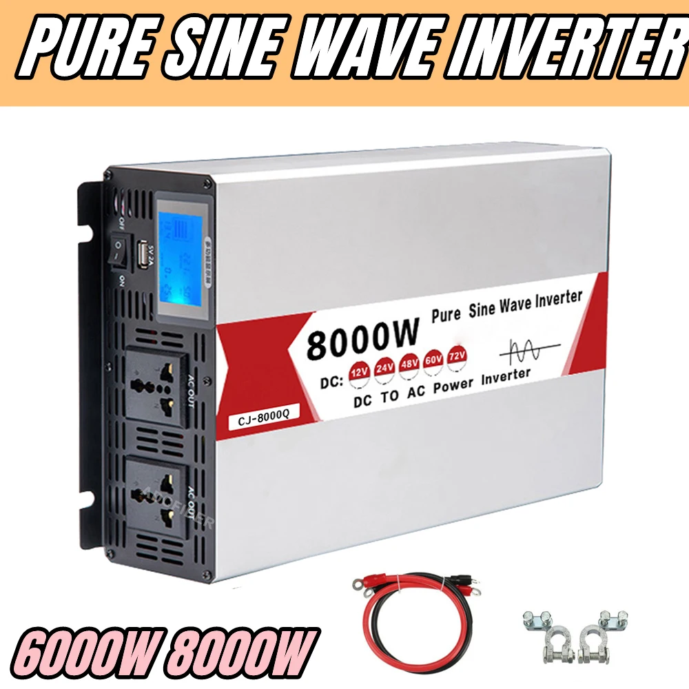 Inverter 12V 24V 48V 60V 72V To AC 220V Pure Sine Wave 60hz 6000W 8000W ...