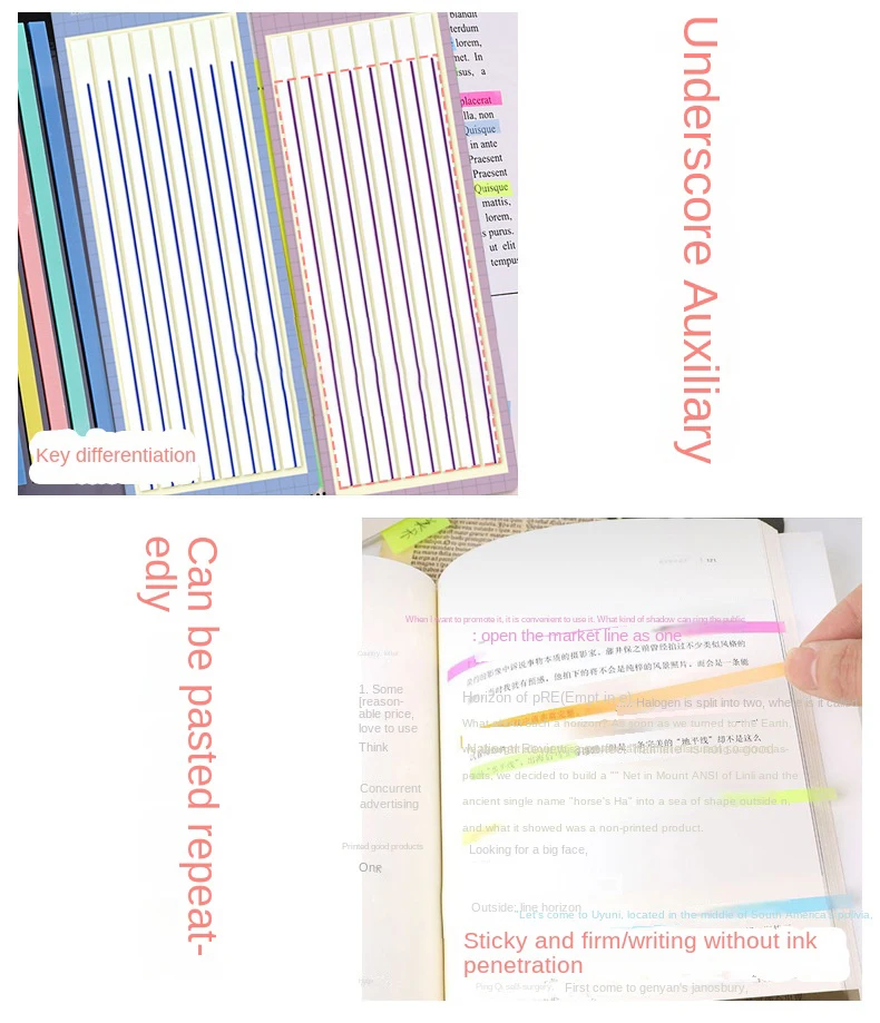 Colorful Post Its Notes Waterproof Transparent Index Tabs Reusable ...