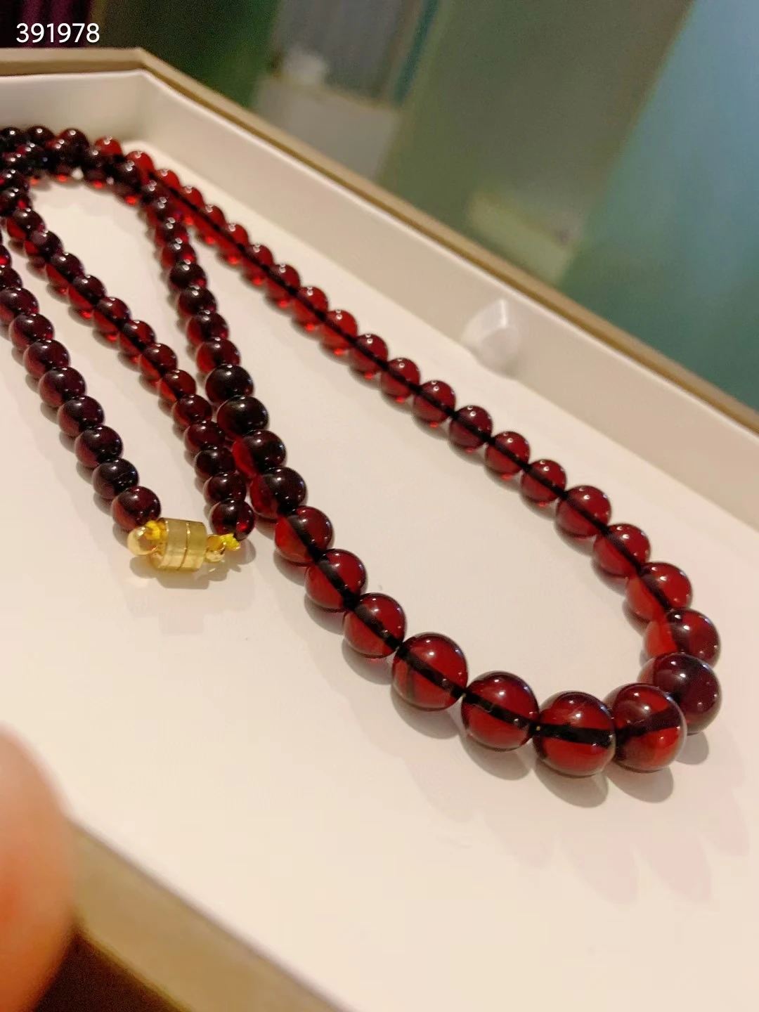 Natural Blood Red Amber Round Beads Pendant Necklace 5.8-10.8mm Red ...