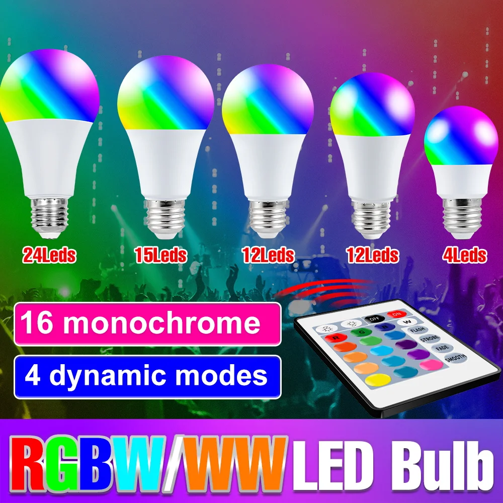 RGB-25W-LED-Colorful-Light-Bulb-E27-E26-with-Remote-Dimmable ...
