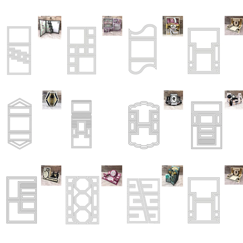 Rectangle-Metal-Cutting-Dies-3D-Pop-Up-Card-Center-Stepper-Box-Scalloped-Stepper-Card-Cutting ...