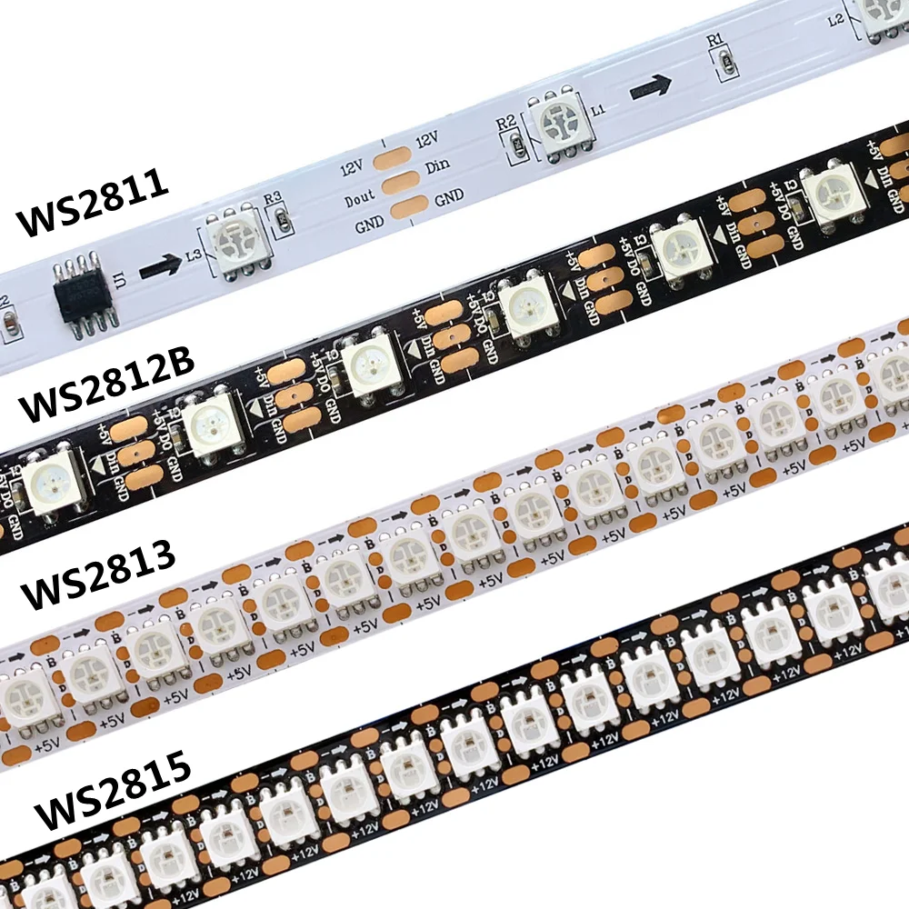 Tira de luces LED RGB inteligente WS2811 WS2813 WS2815 WS2812B Pixel WS2812 direccionable ...