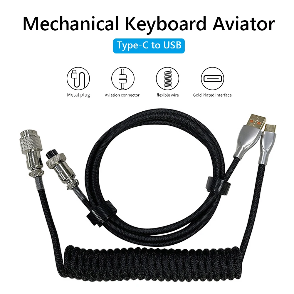 Coiled cable type C Mechanical keyboard wire USB keyboard cable ...
