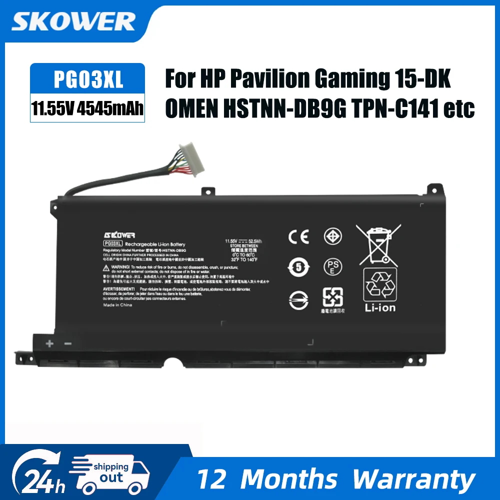 SKOWER PG03XL Battery For HP Pavilion Gaming 15-DK 15-ec 16-a0000 OMEN ...