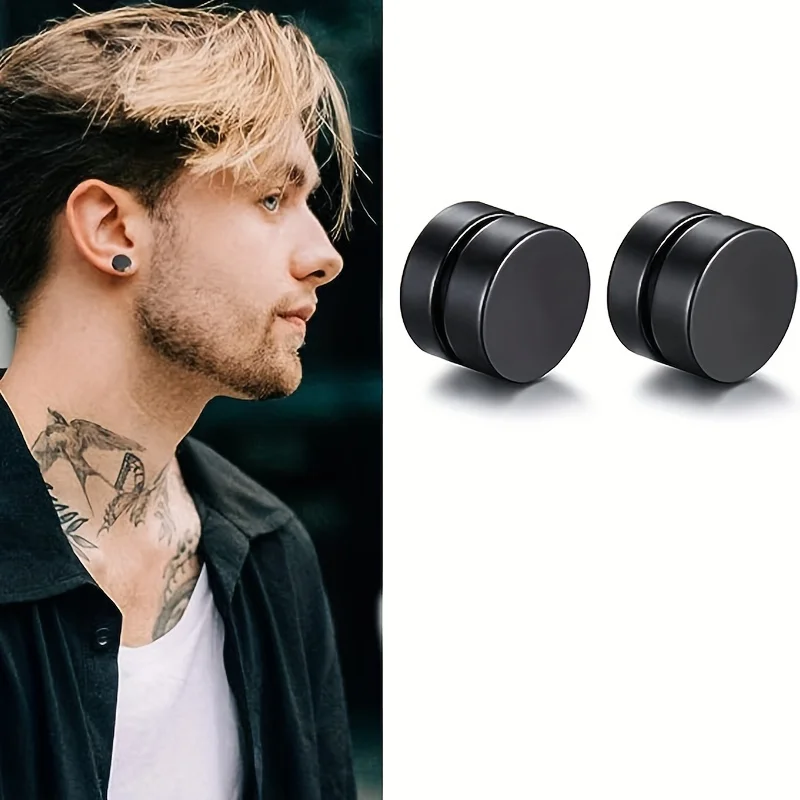 7 Pairs Black Magnetic Stud Earrings Stainless Steel Clip On Earrings For Men Fake Cross Dangle Earrings Hoop Ear Clips AliExpress