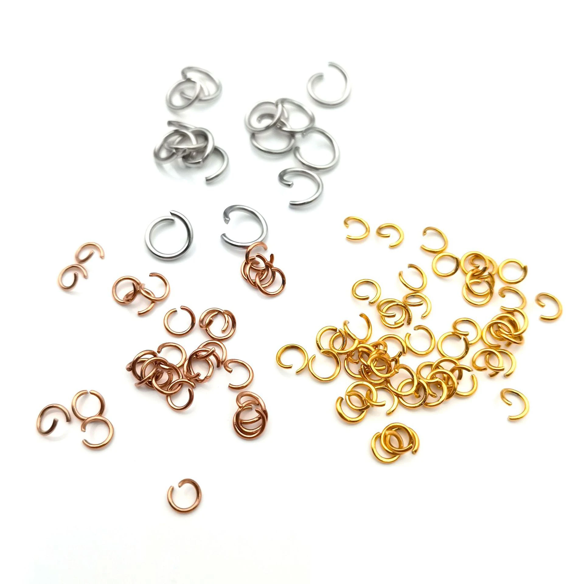 100pcs Stainless Steel Gold Rose Gold Steel Tone Open Jump Ring 4/5/6/7 ...