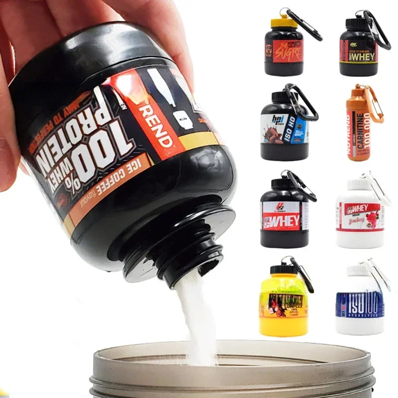 Portable-Protein-Powder-Container-Pill-Organizer-Protein-Keychain-Sport ...