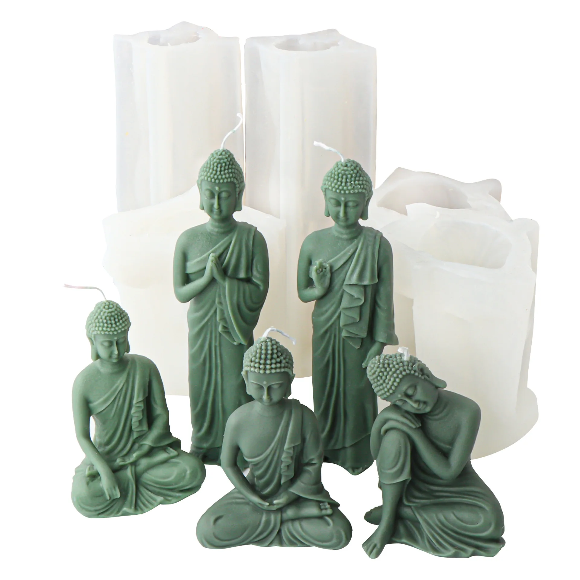Various-Posture-Buddha-Candle-Silicone-Mold-Gypsum-form-Carving-Art ...