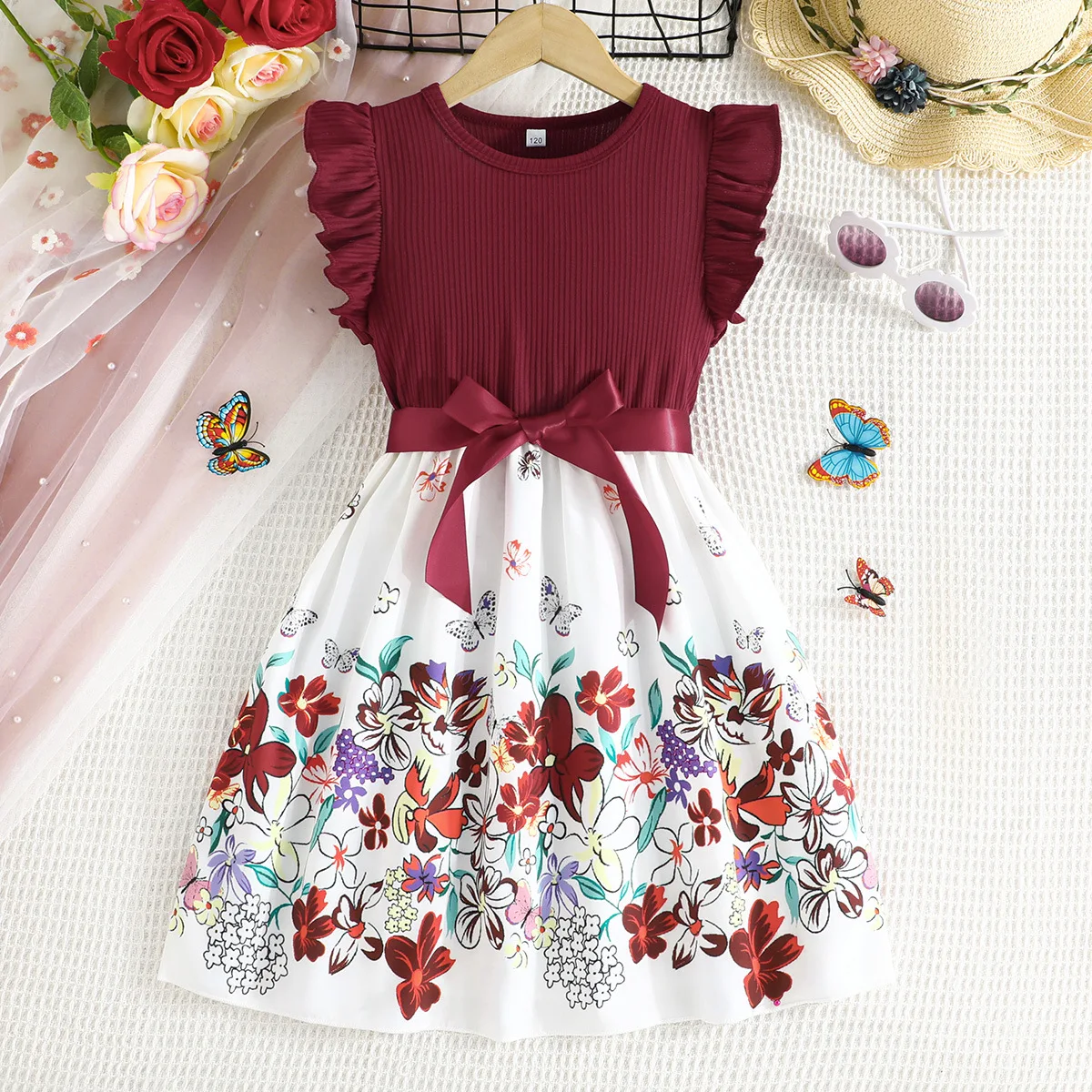 Summer-Girls-Floral-Dresses-New-Fashion-Sweet-Kids-Ruffle-Sleevele ...