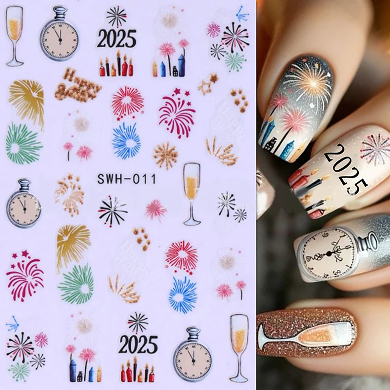 Iridescent-Fireworks-Nail-Art-Stickers-3D-Winter-New-Year-Colorful ...