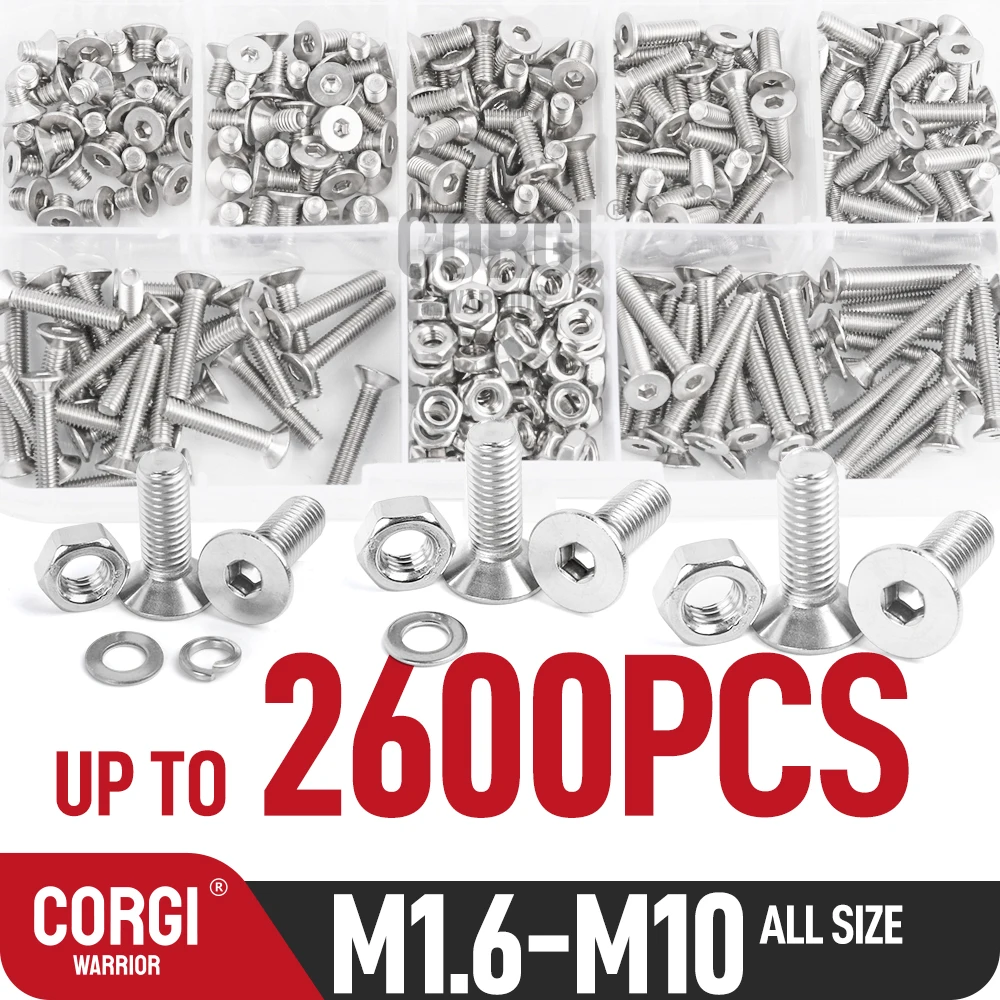 35-2600p-Flat-Head-Hex-Socket-Cap-Screws-Bolts-Assortment-Kit-M1-6-M2 ...