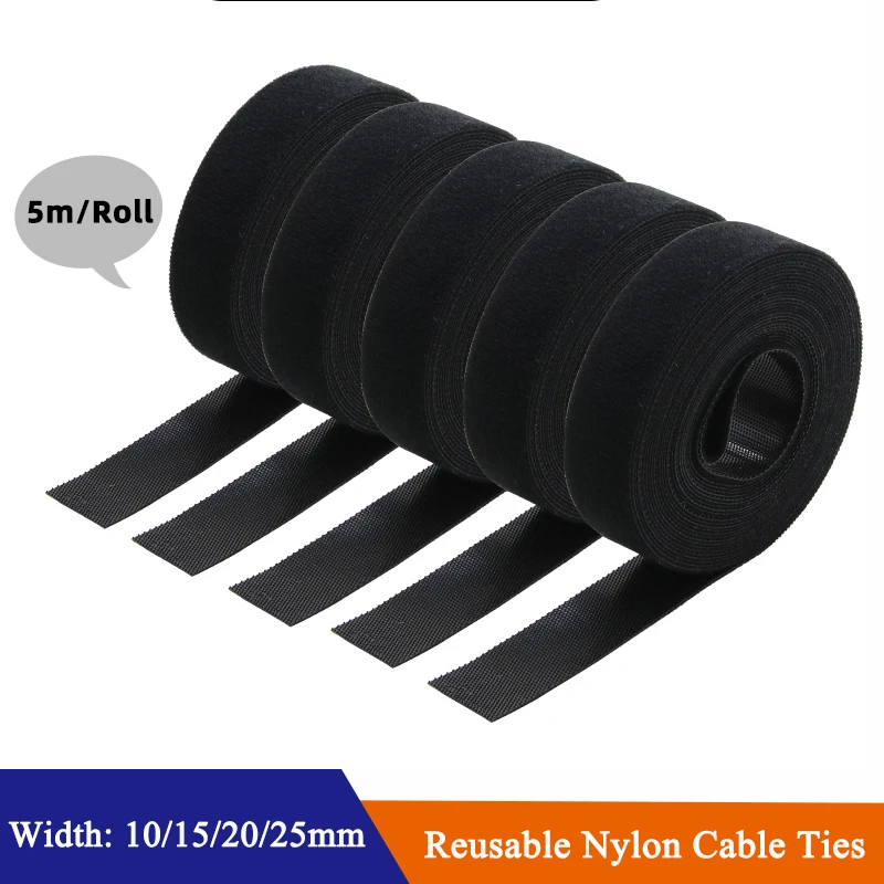 5Meters-Multicolour-Reusable-Nylon-Cable-Ties-Loop-Bundle-Self-Adhesive ...