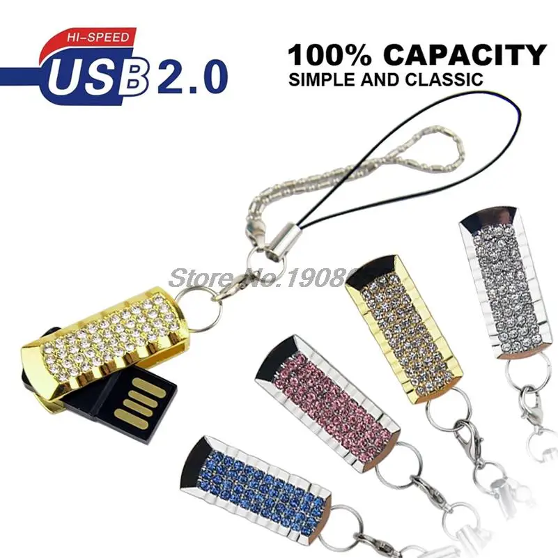Pendrive completo de diamantes brilhantes, flash drive usb 2.0 de 4gb ...