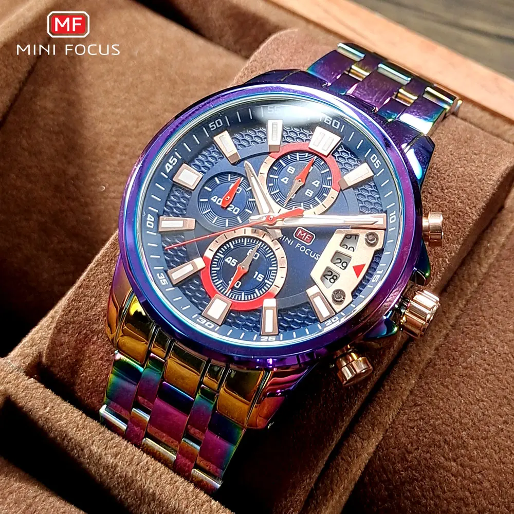 MINI FOCUS Motley Watches for Men Fashion Sport Chronograph Quartz ...