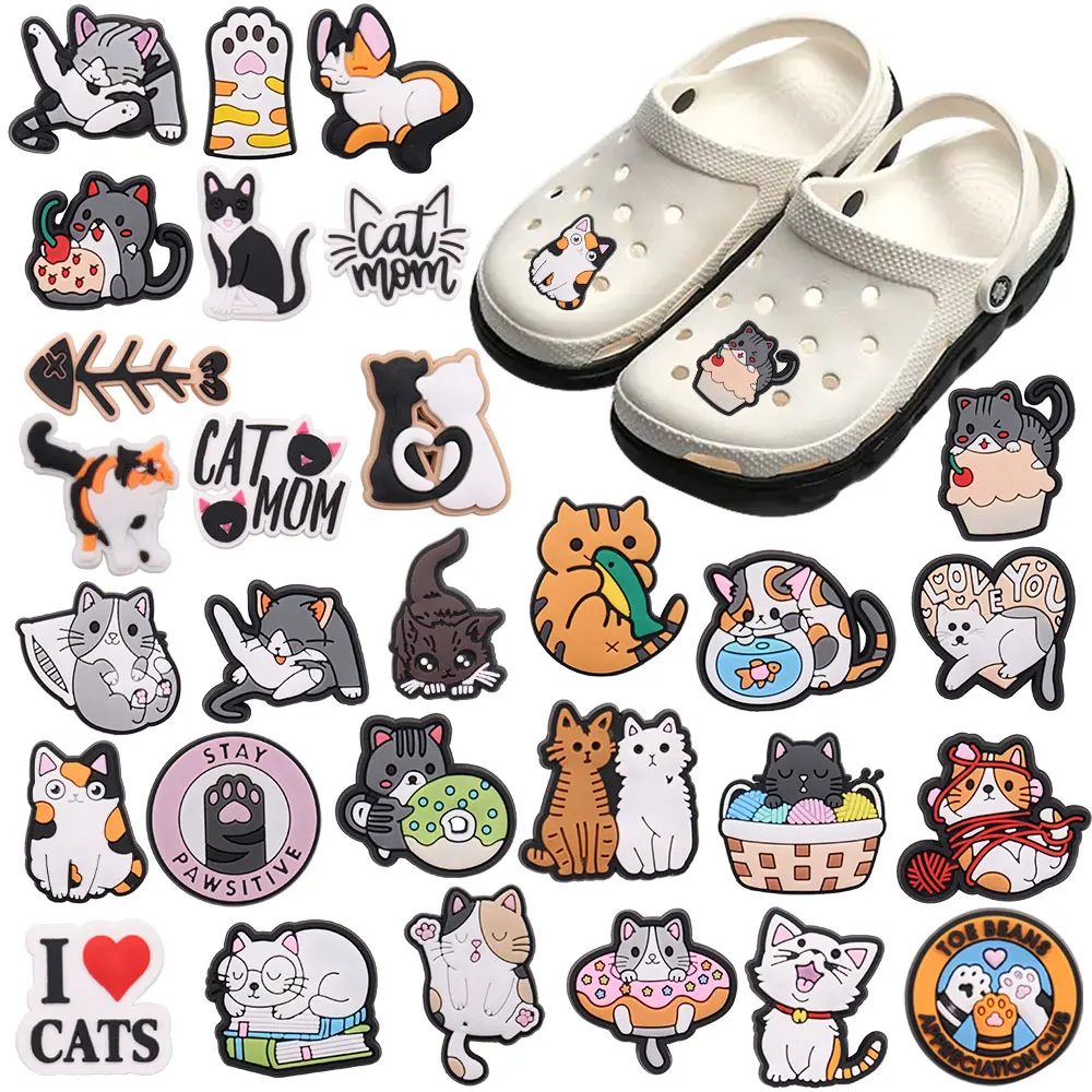 1PCS-Lovely-Cats-Fishbone-Donut-PVC-Children-Shoe-Button-Toe-Beans ...