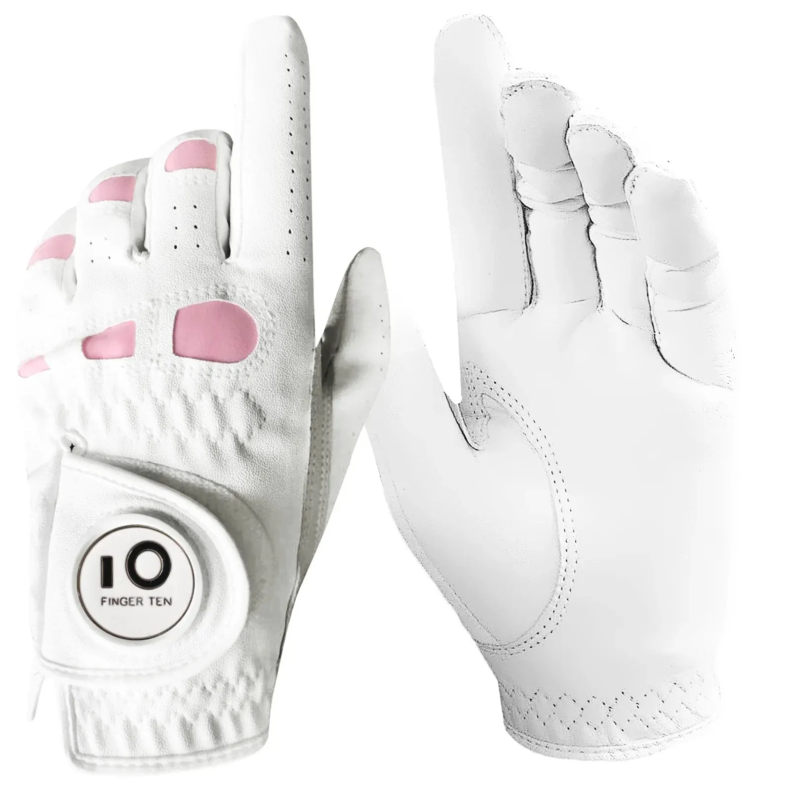 FINGER-TEN-Women-Leather-Golf-Glove-with-Ball-Marker-Extra-Grip-1-Pack ...