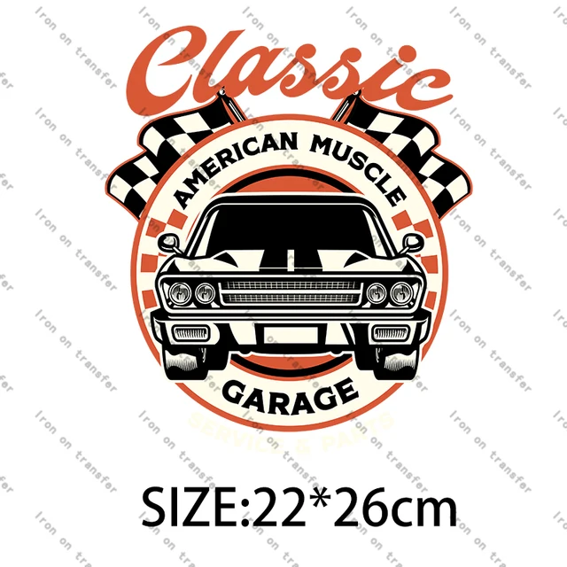 Sports Car Track Muscle Car Born to Speed Retro Style Iron Sticker for ...