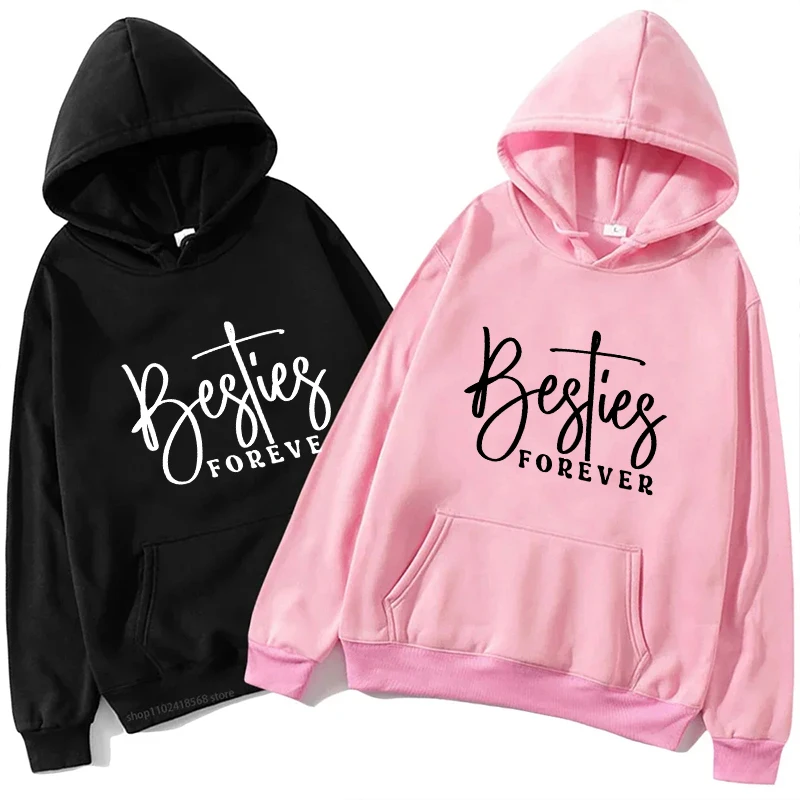 Besties Mode Print Sweatshirt Women Fleece Hooded Casual Best Friends ...