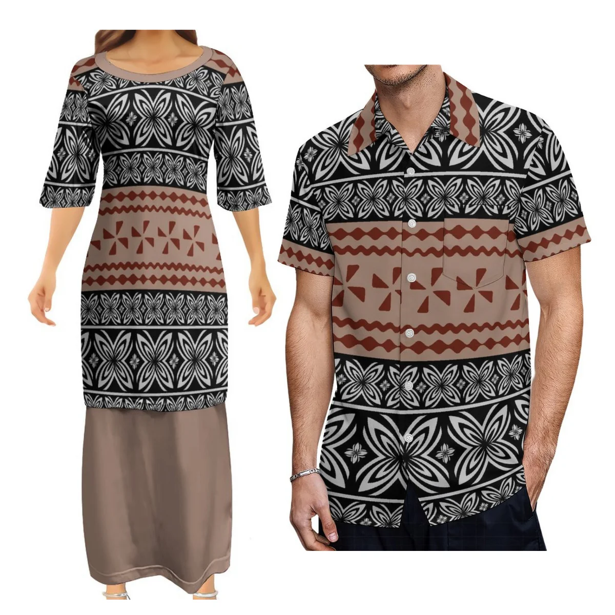 Polynesian Design Fashion Half-Sleeve Dress Samoan Tribe Custom Pattern ...
