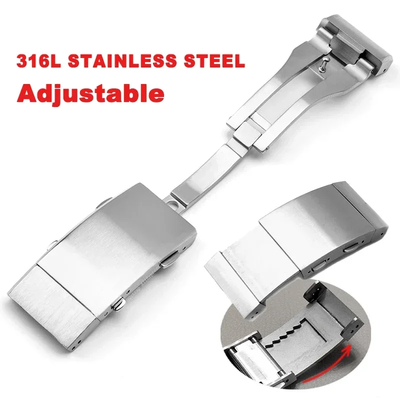 Luxury-Solid-Watch-Buckle-Adjustable-316L-Stainless-Steel-18-20mm-22mm ...