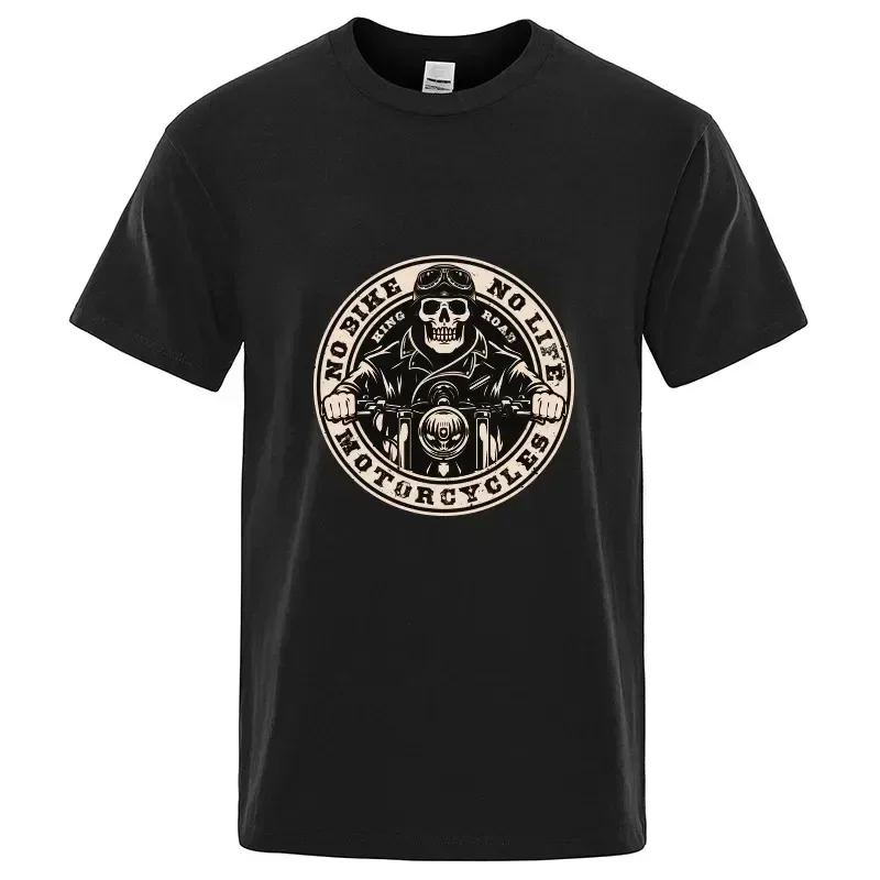 Short-Sleeve-Cotton-T-shirt-Motorcycle-Addict-Piston-Skull-T-Shirt-Men ...