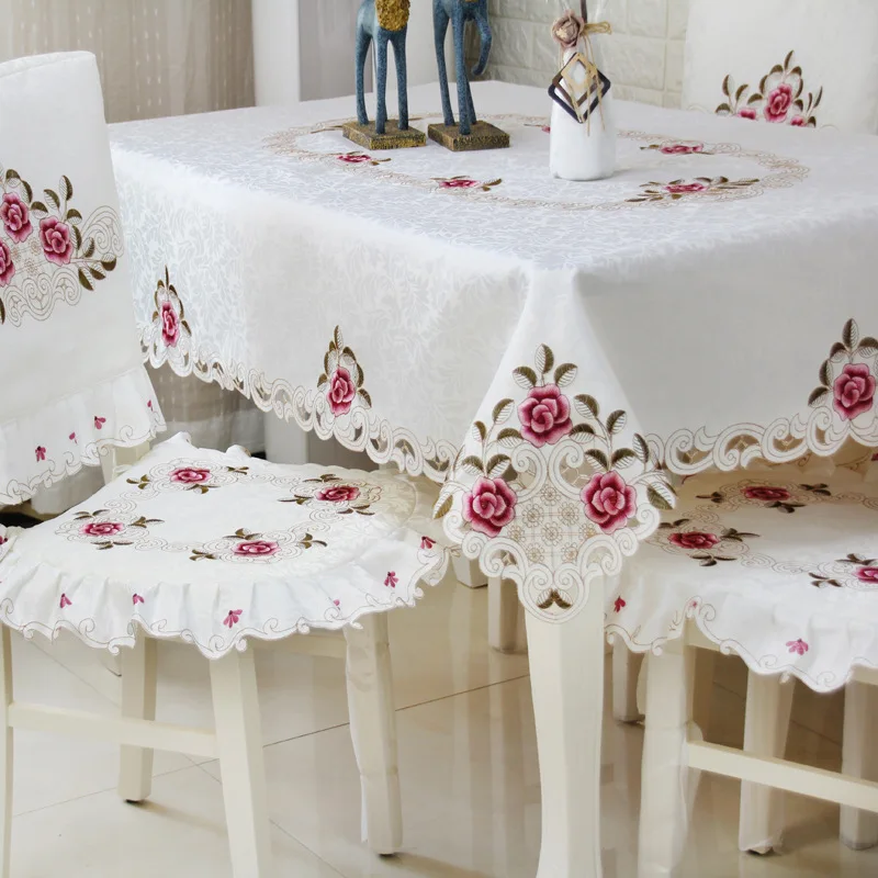 Table cloth Rectangle Luxury Embroidery Lace Table Cover Flower Elegant ...