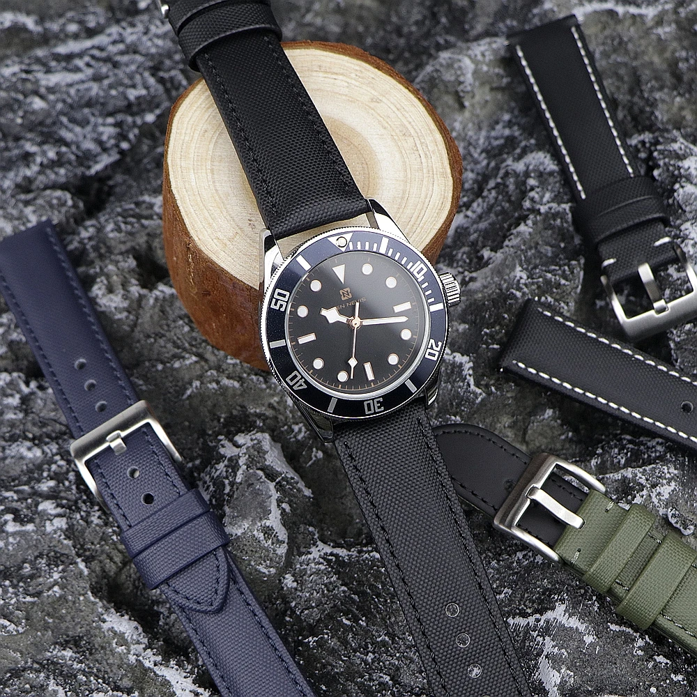 Durable Nylon Sailcloth Strap 18mm 19mm 20mm 22mm Hybrid Fabric Watch ...