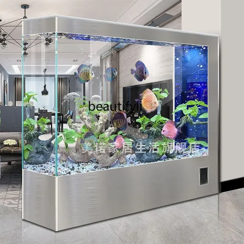 Super White Glass Family Fish Tank Living Room Home Fully Automatic ...