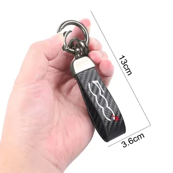 Car Carbon Fiber Pattern PU Leather Key Chain For Fiat 500 500C 2012 ...