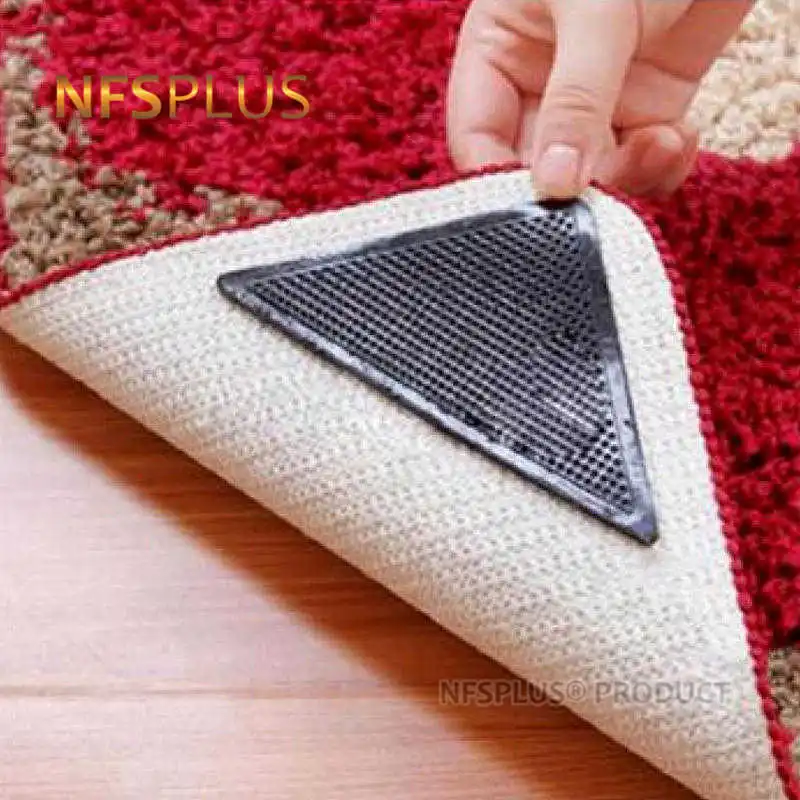 4 Pack Sticky Mat Carpet Rug Grippers 10.5x10.5x15cm Triangle Anti Slip ...