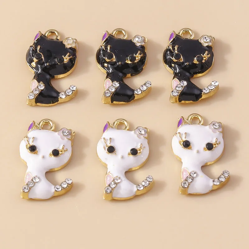 Leslie-10pcs-12-21mm-Cute-Enamel-Crystal-Cats-Charms-for-Necklaces ...