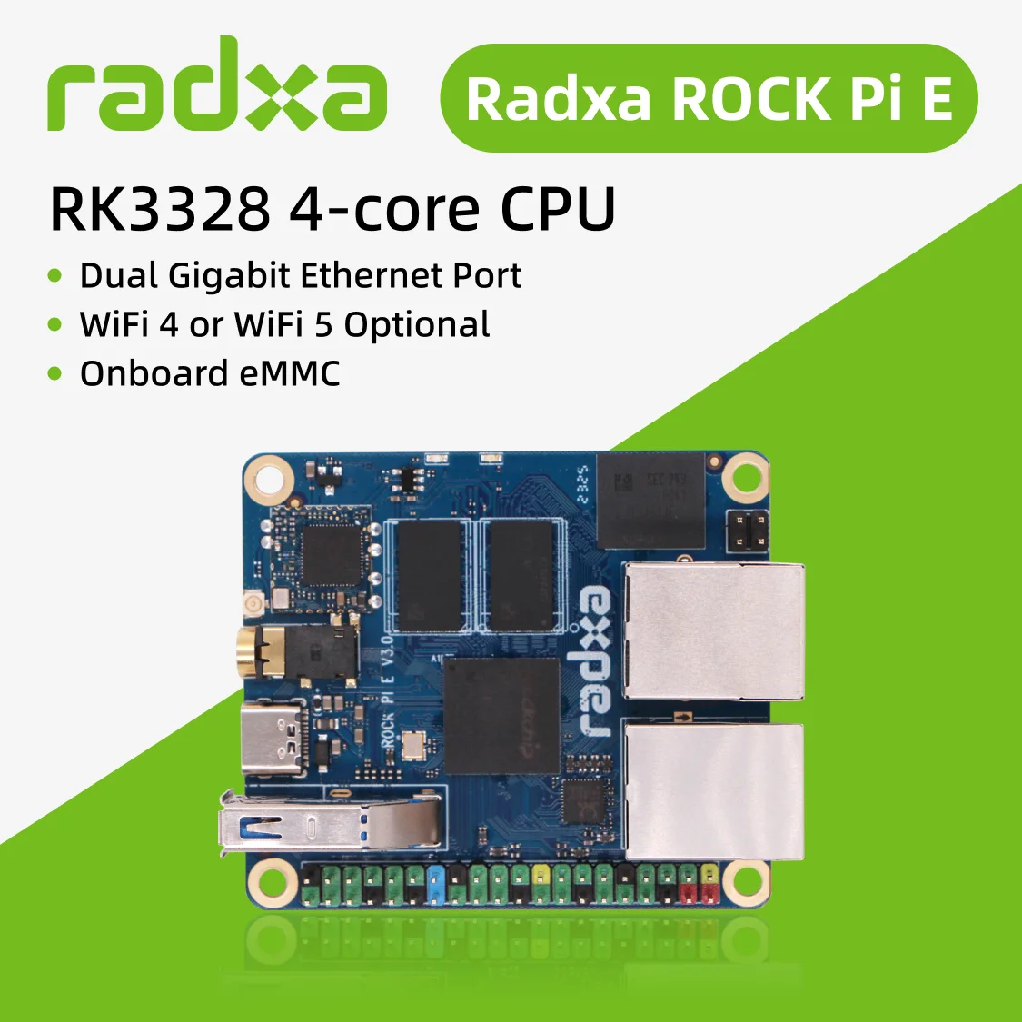 Radxa-ROCK-Pi-E-RK3328-4-core-CPU-Dual-Gigabit-Ethernet-WiFi4-or-WiFi5 ...