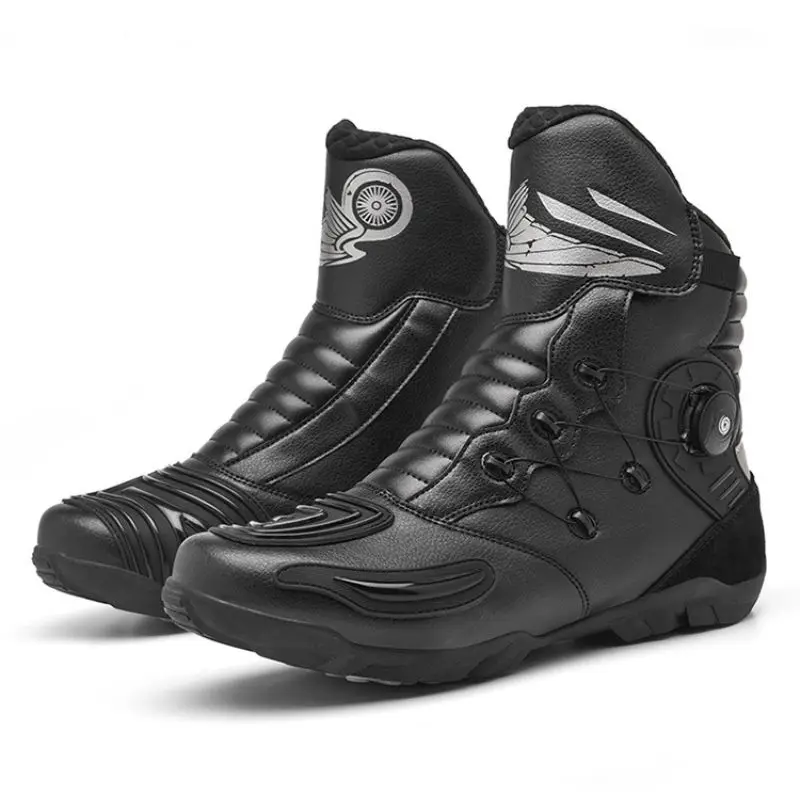 Retro-Black-Enduro-Motorcycle-Boot-Leather-Motorcyclist-Boot-Riding ...