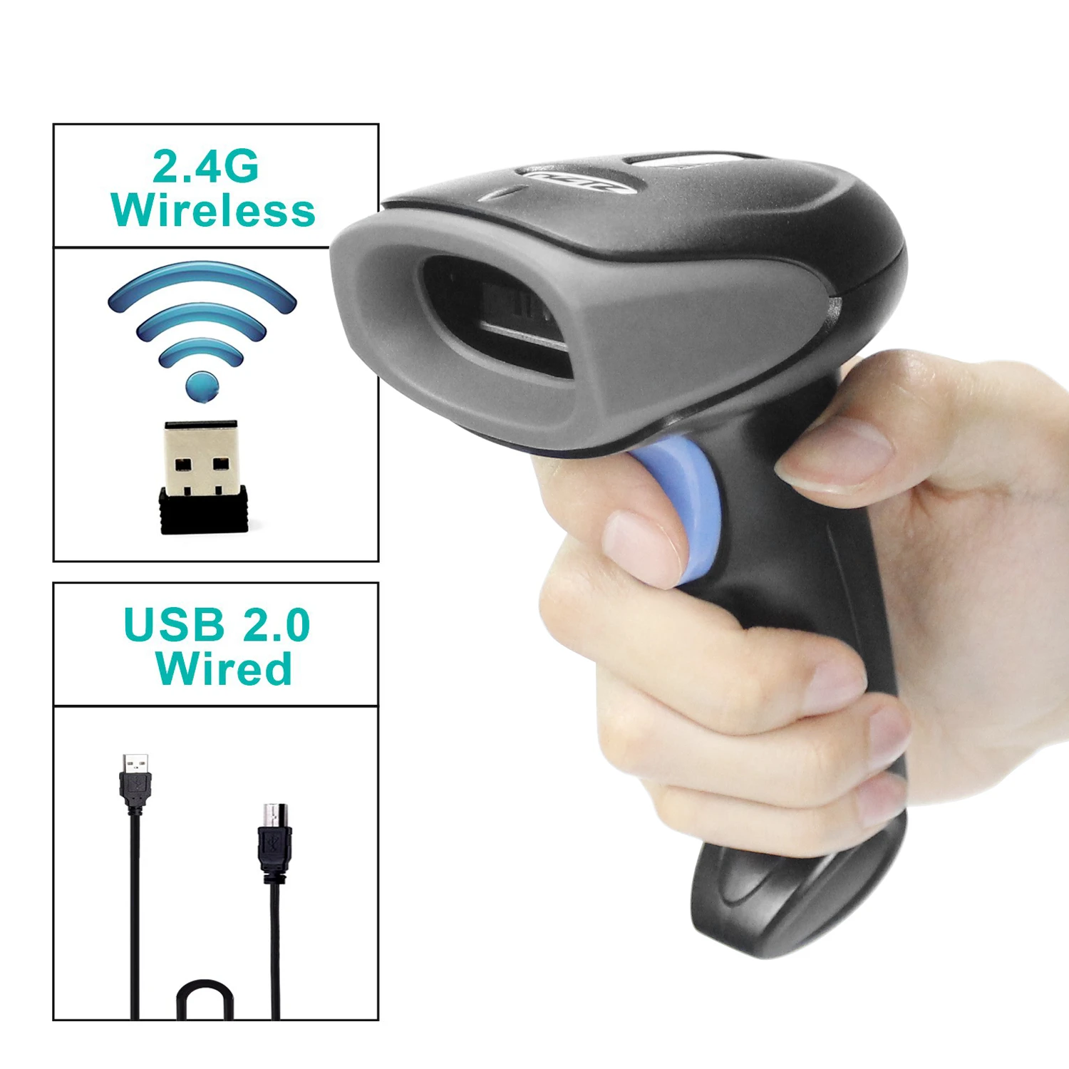 Hztz Wireless Barcode Scanner Usb Wired/ 2.4g Wireless 1d Bar Code ...