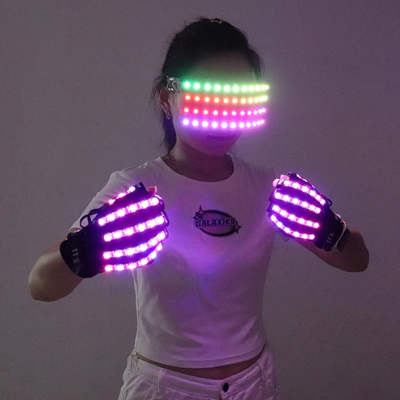 LED Gloves Glowing Glasses Light Up Glasses Rave Costume Decor DJ Dance ...