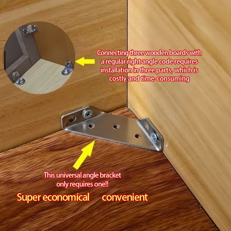 10PCS-Stainless-Steel-Angle-Corner-Brackets-Fasteners-Protector-Right ...