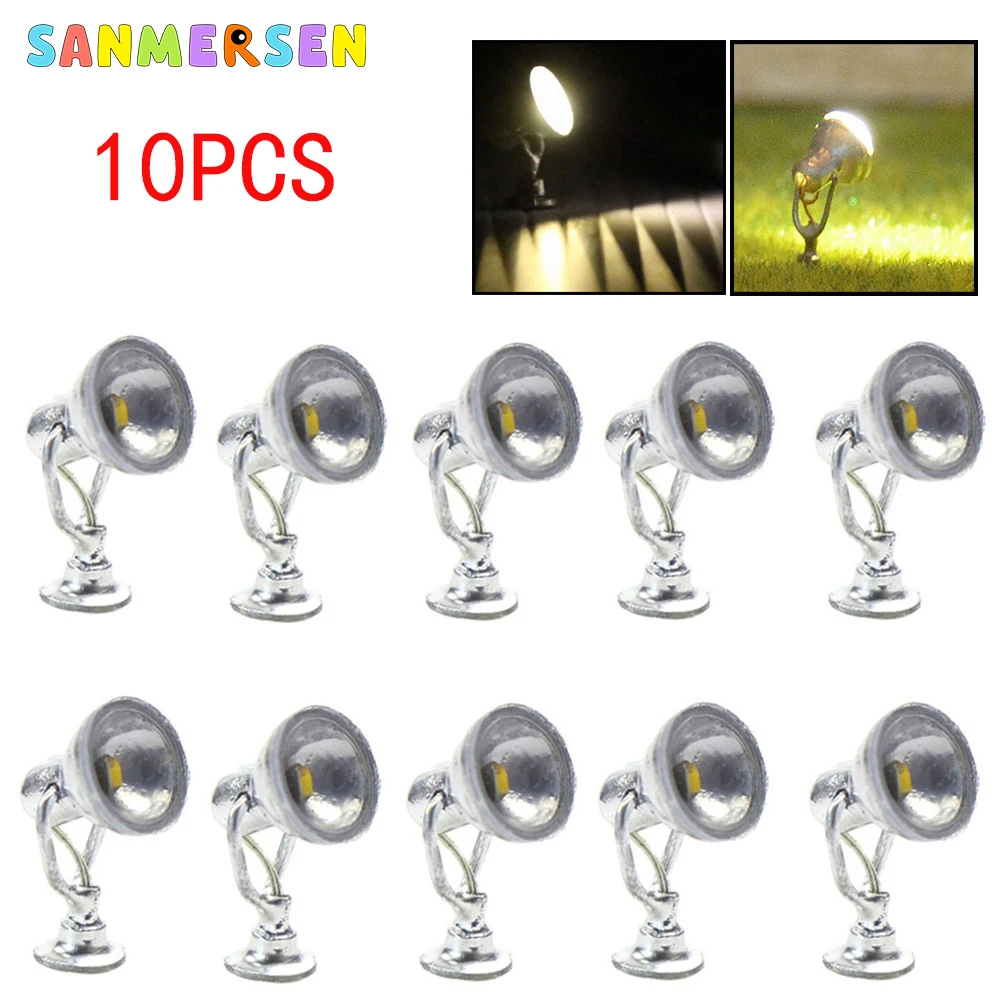 10pcs/Lot Railway Spot Lamp Post Flood Lights HO OO TT Scale LEDs Micro ...