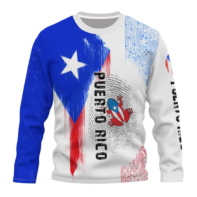Puerto-Rico-Flag-Graphic-T-Shirt-For-Men-3D-Printed-Puertorrican-Long ...