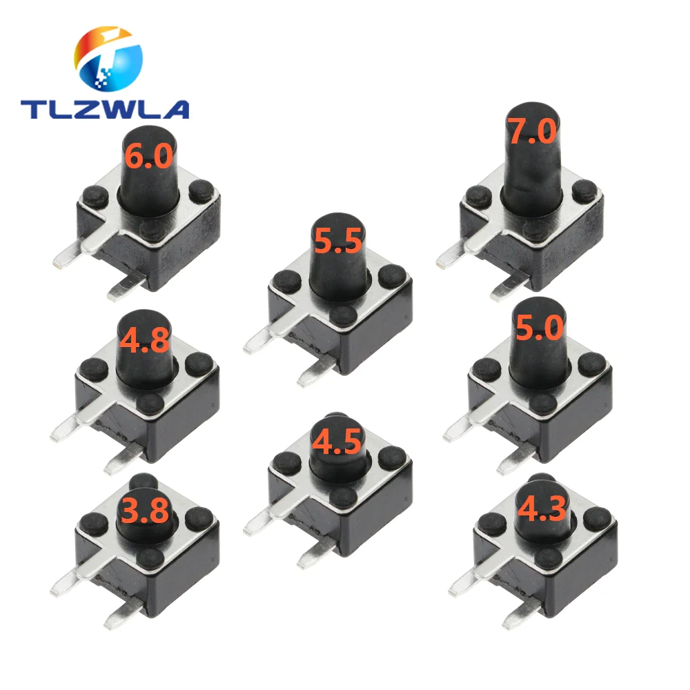50PCS Micro Switch 4.5*4.5 3P Button Momentary Tactile Tact Push 3 Pin ...