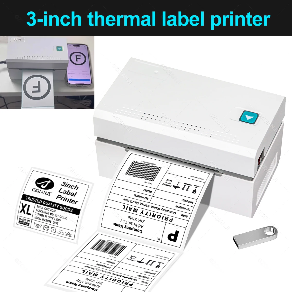 3Inch-80mm-Label-Printer-Smart-Desktop-Direct-Thermal-Label-Maker-For ...
