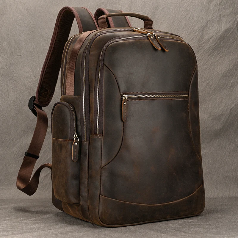Luxury-17-Inch-Leather-Backpack-Large-Capacity-Laptop-Backpack-For ...