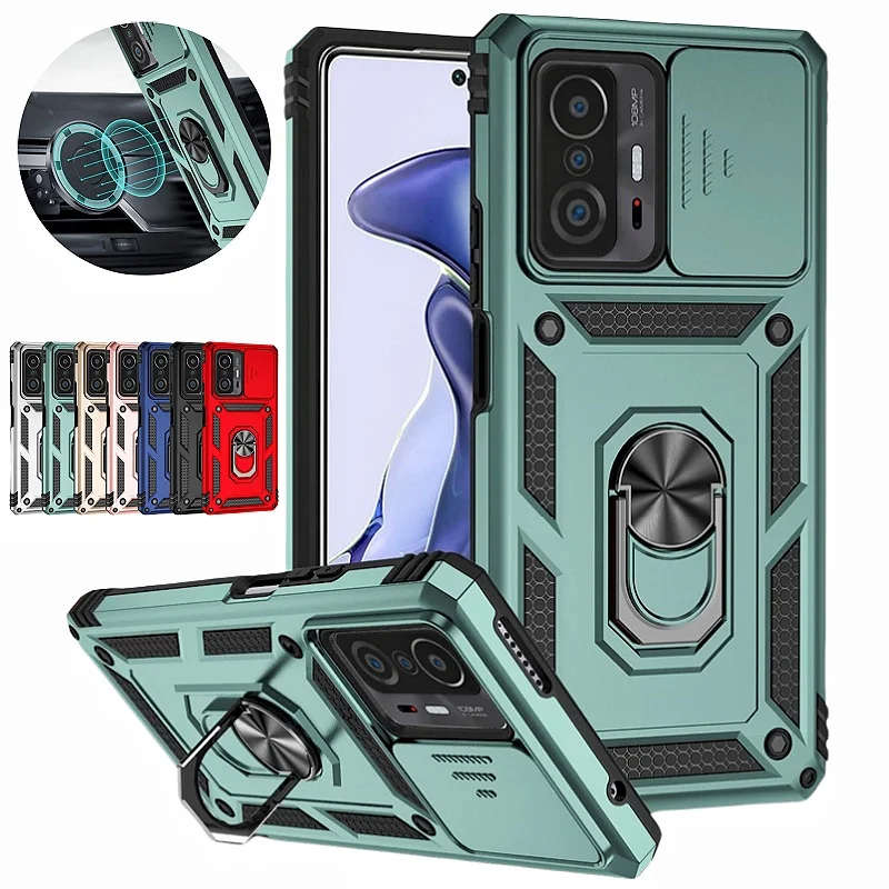 For Xiaomi 11T Pro Case Shockproof Armor Magnetic Holder Ring Funda For ...