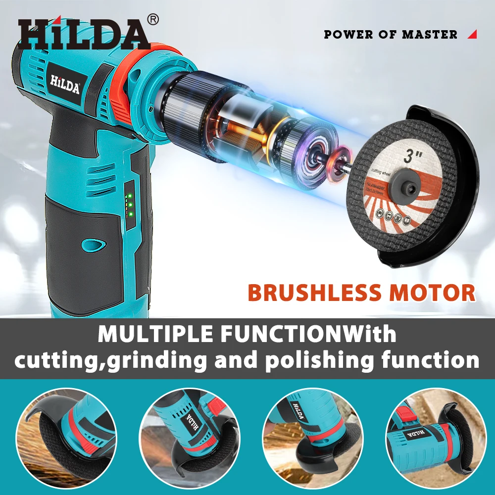HILDA 12V Mini Angle Grinder – Compact Electric Grinding Tool for DIY ...