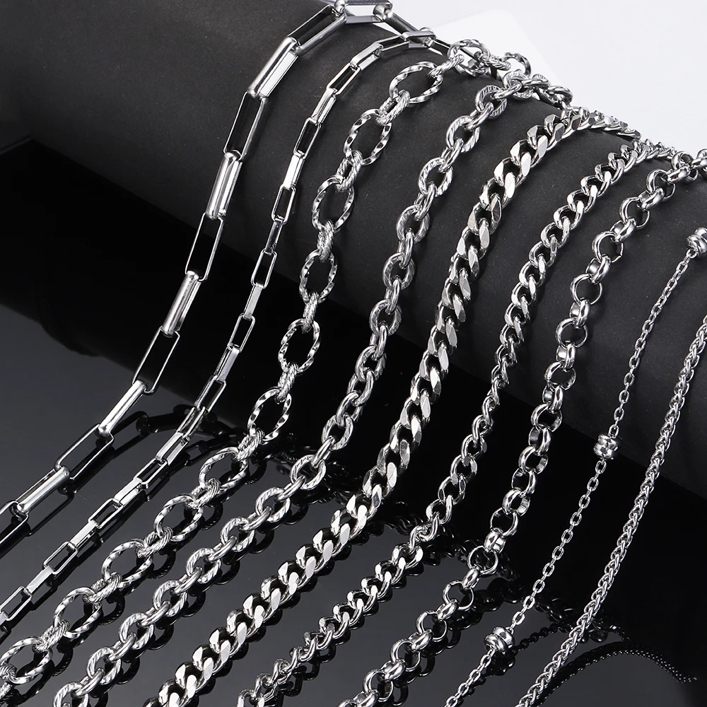 1Meter Stainless Steel Steel Color Chain DIY Necklaces Jewelry Making ...