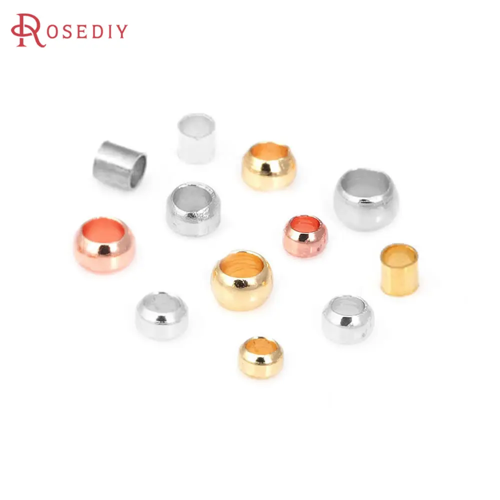 2MM 2.5MM 3MM 4MM 18K Gold Color Brass Station Beads Position Tube End ...