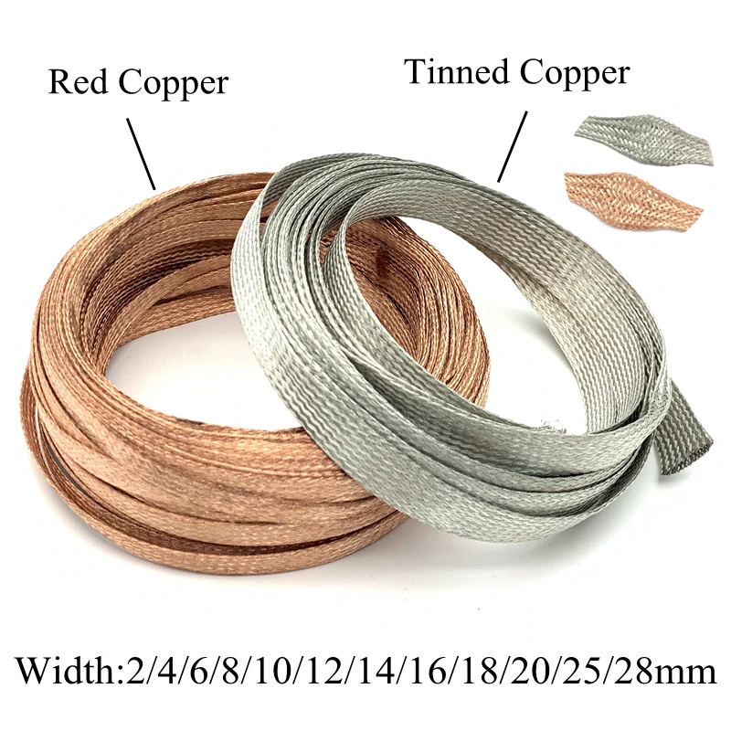 Tinned-Plating-Copper-Braided-Sleeve2-4-6-8-16-10-20-25-28mm-Expandable ...
