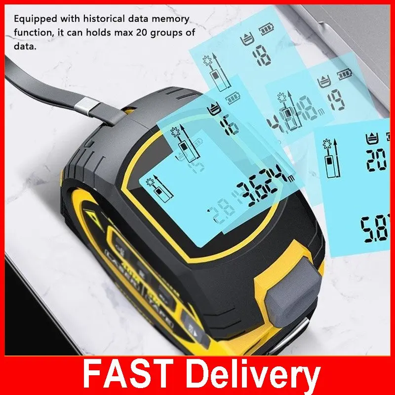 3in1 Laser Rangefinder 5m Tape Measure Ruler LCD Display Distance Meter ...